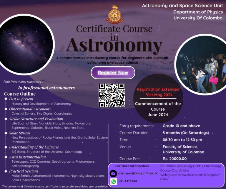 Certificate Course in Astronomy – Astronomy and Space Science Unit (ASSU)