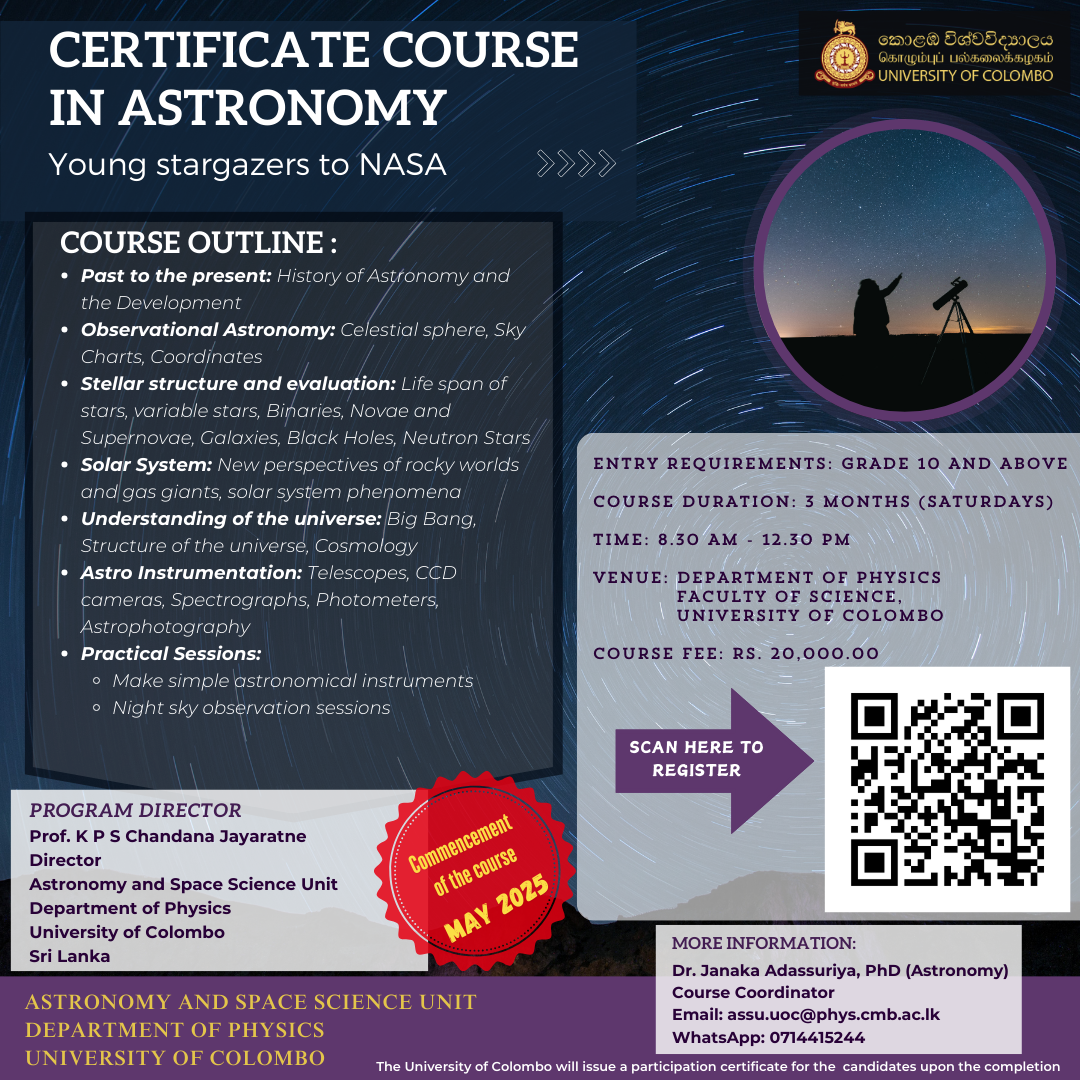 Certificate Course in Astronomy – 2025 – Astronomy and Space Science Unit (ASSU)